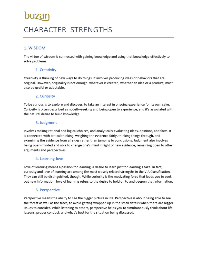 Character Strengths | PDF | Justice | Crime & Violence