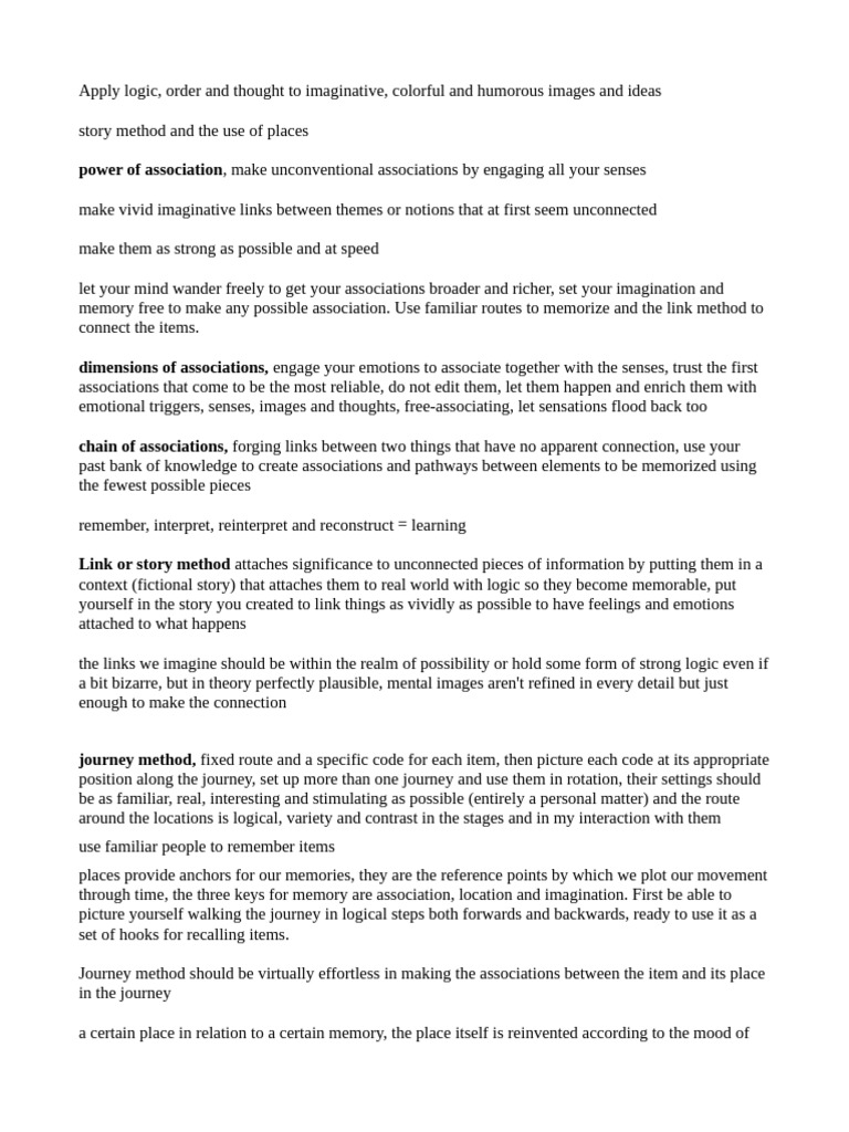 Memory Techniques | PDF | Memory | Recall (Memory)