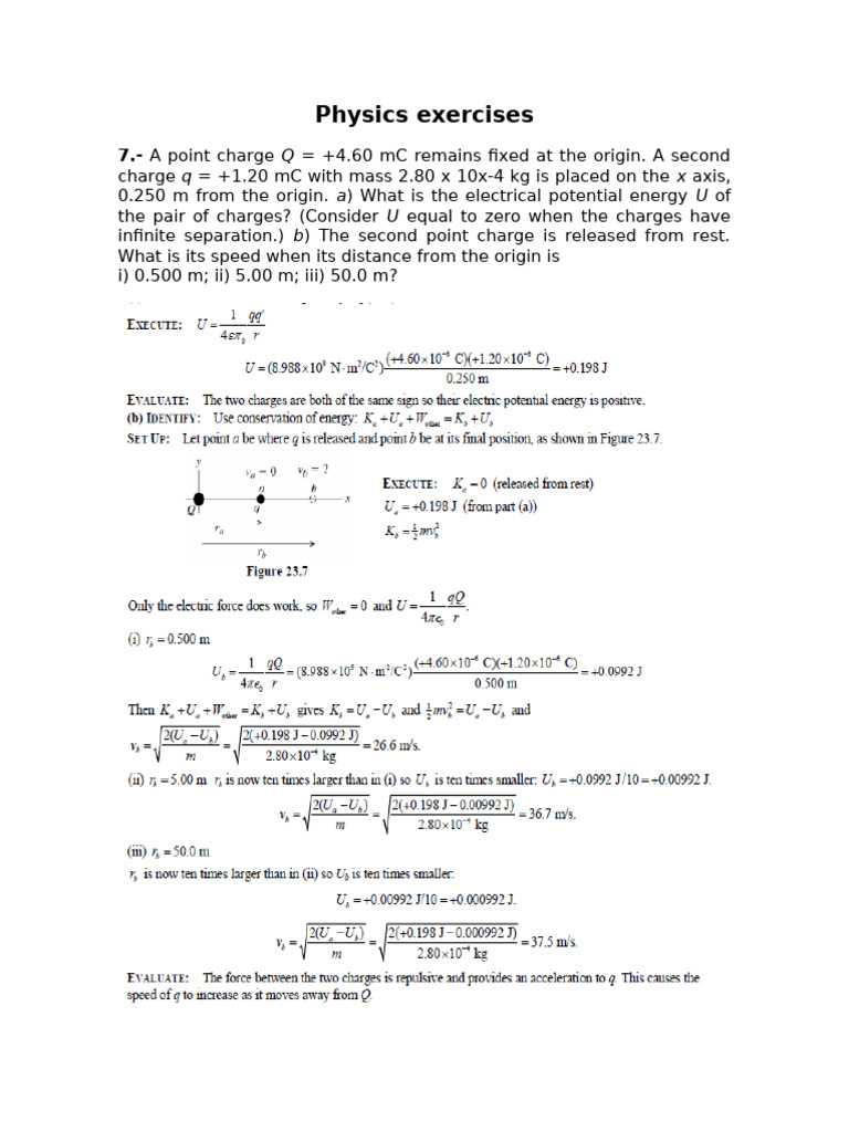 Physics Exercises Pdf Sphere Electric Field