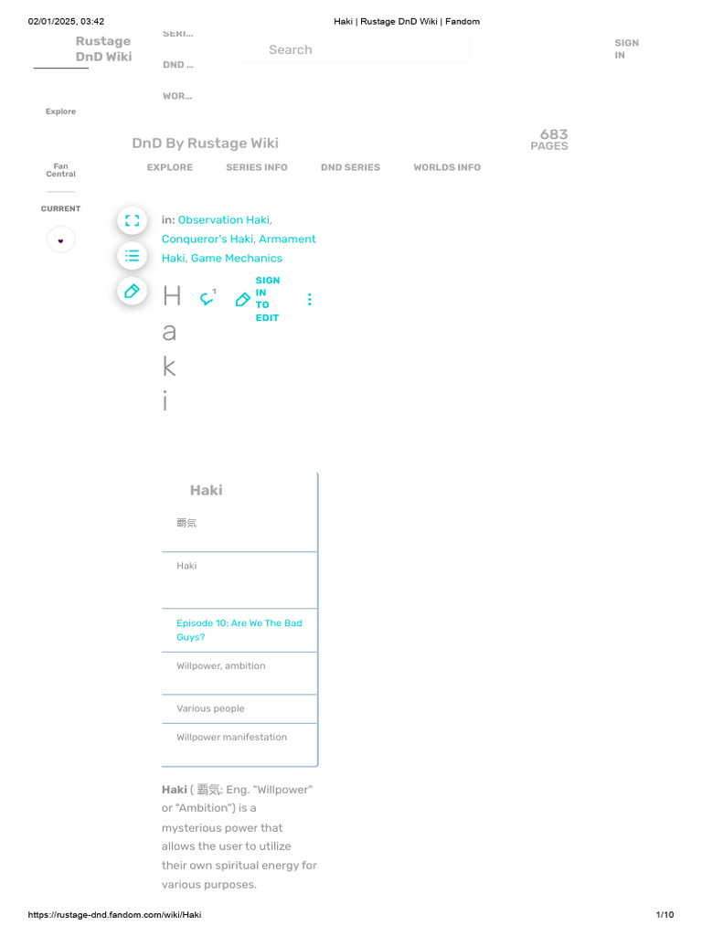 Haki - Rustage DND Wiki - Fandom | PDF