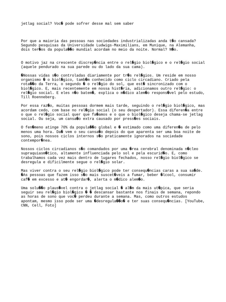 Entenda o Jetlag Social e Seus Efeitos | PDF