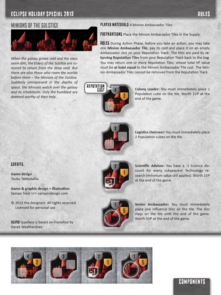 Eclipse Holiday2013 Components Rules | PDF