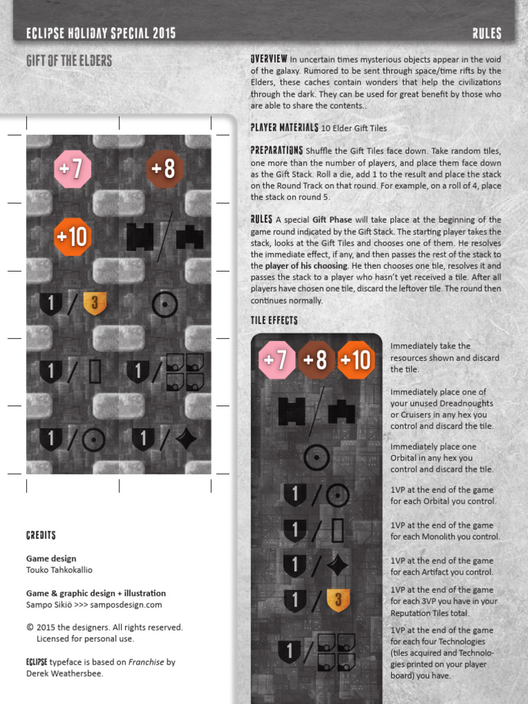 Eclipse Holiday2015 Components Rules | PDF
