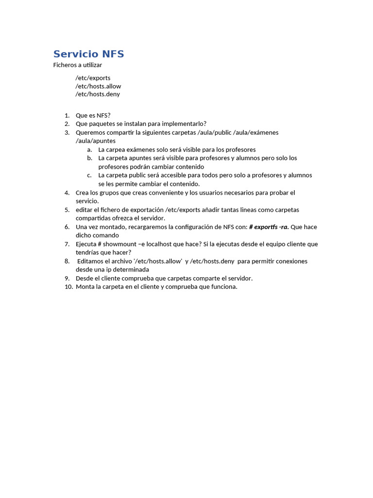Servicio NFS | PDF