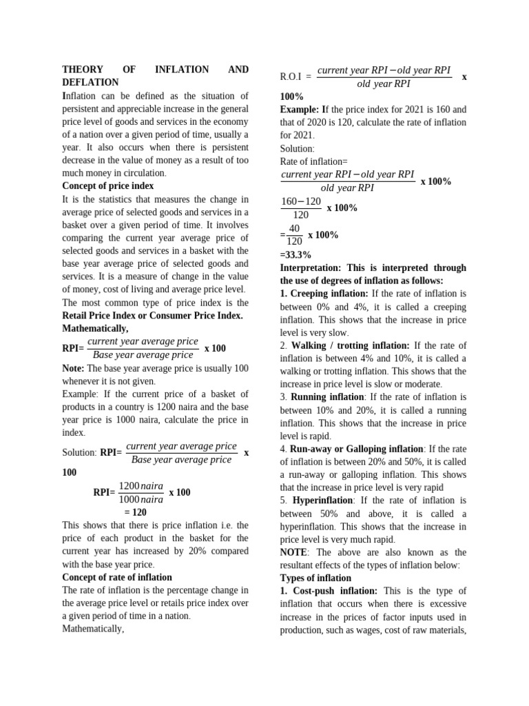 Understanding Inflation and Deflation Concepts | PDF | Cost Of Living ...