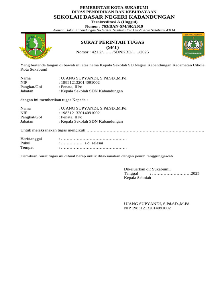 Contoh SPPD Perjalanan Dinas 2025 | PDF