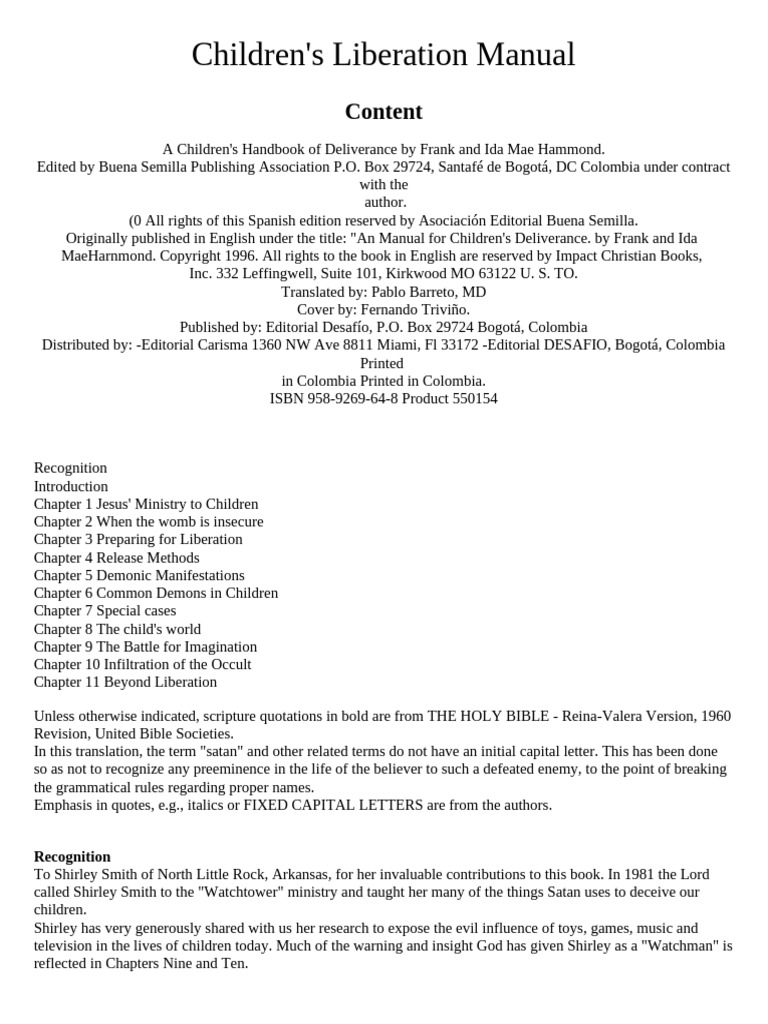 Release Manual For Children | PDF | Deliverance Ministry | Jesus