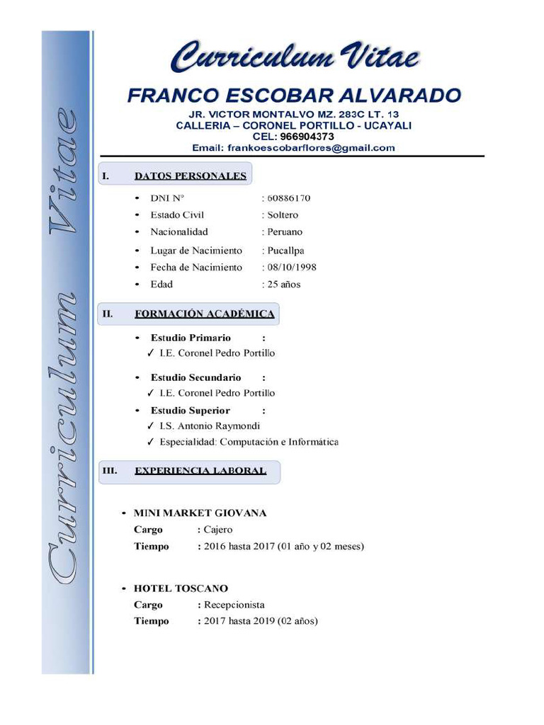 Franco Escobar CV Actualizado 2024 | PDF
