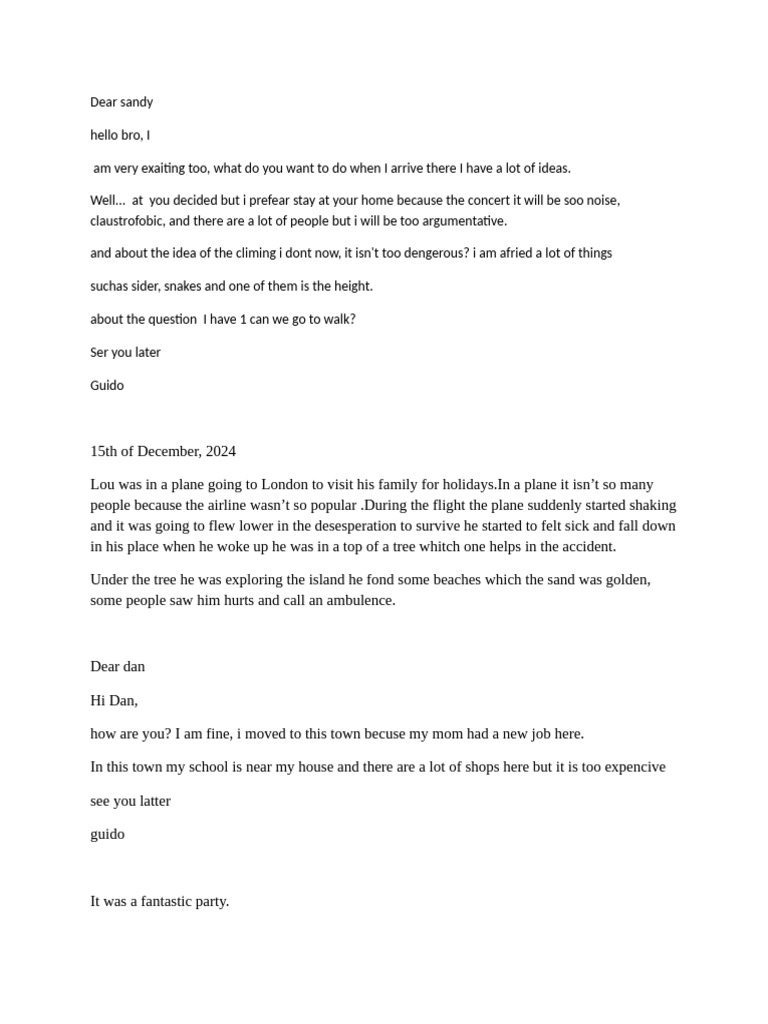Travel Plans and Questions from Guido | PDF