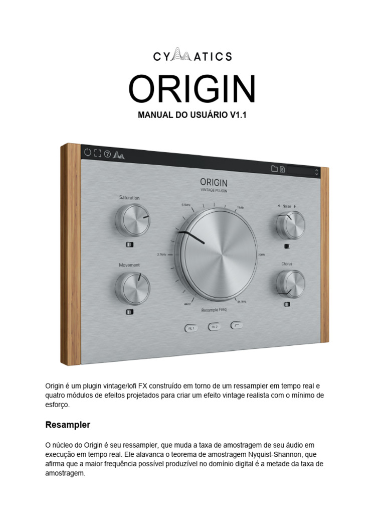 Cymatics Origin Manual Pt_Br | PDF | Som | Barulho