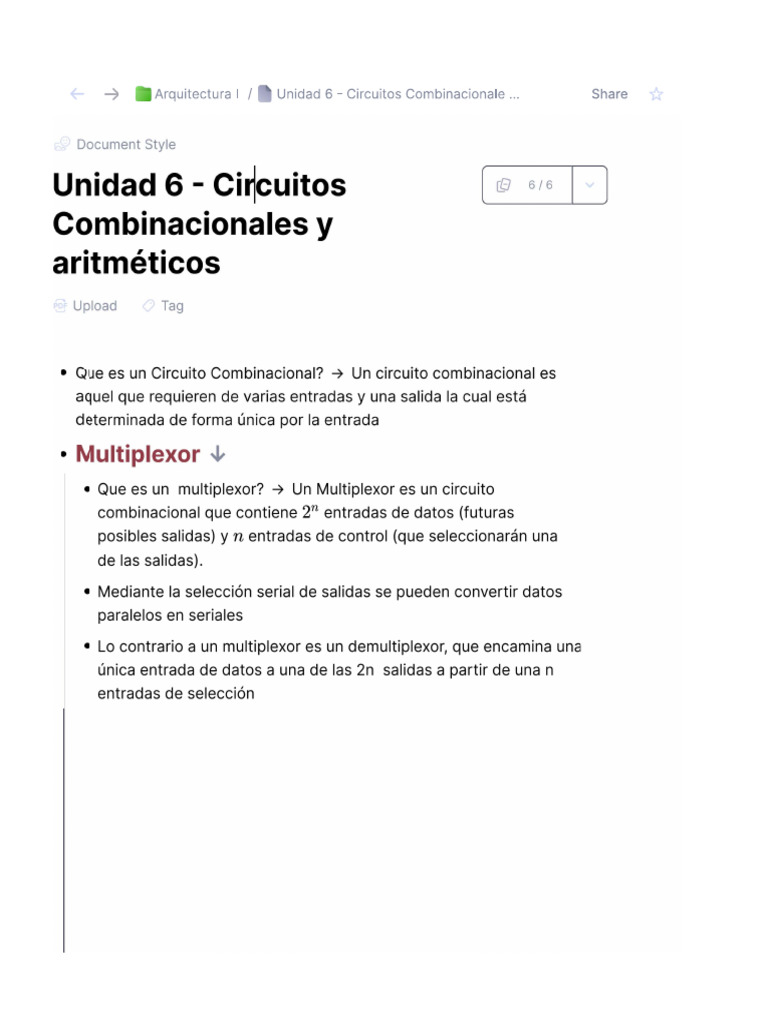 Unidad 6 - Circuitos Combinacionales y Aritmeticos | PDF