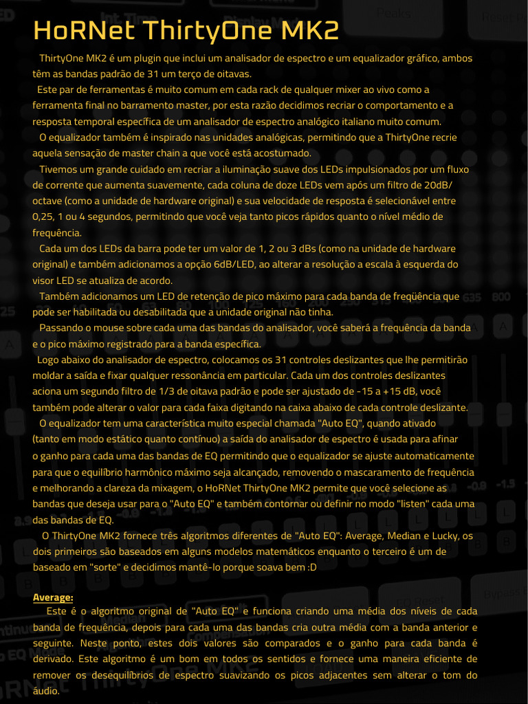 HoRNet ThirtyOne MK2-PT - BR | PDF | Equalização (áudio) | Engenharia ...