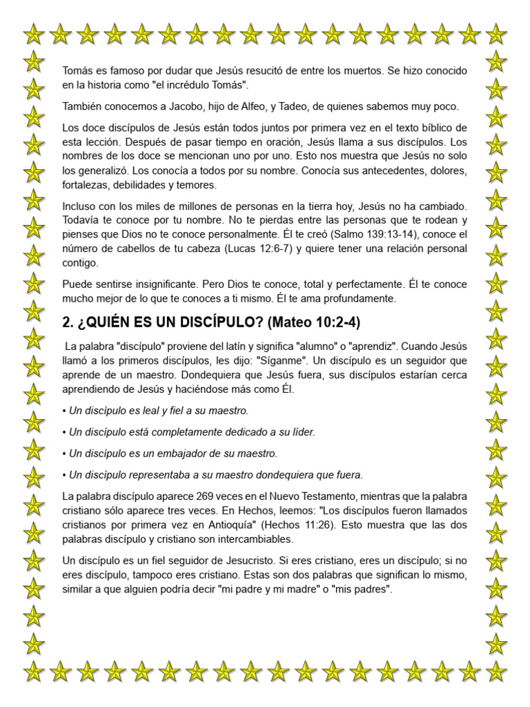 ¿QUIÉN ES UN DISCÍPULO? (Mateo 10:2-4) | PDF