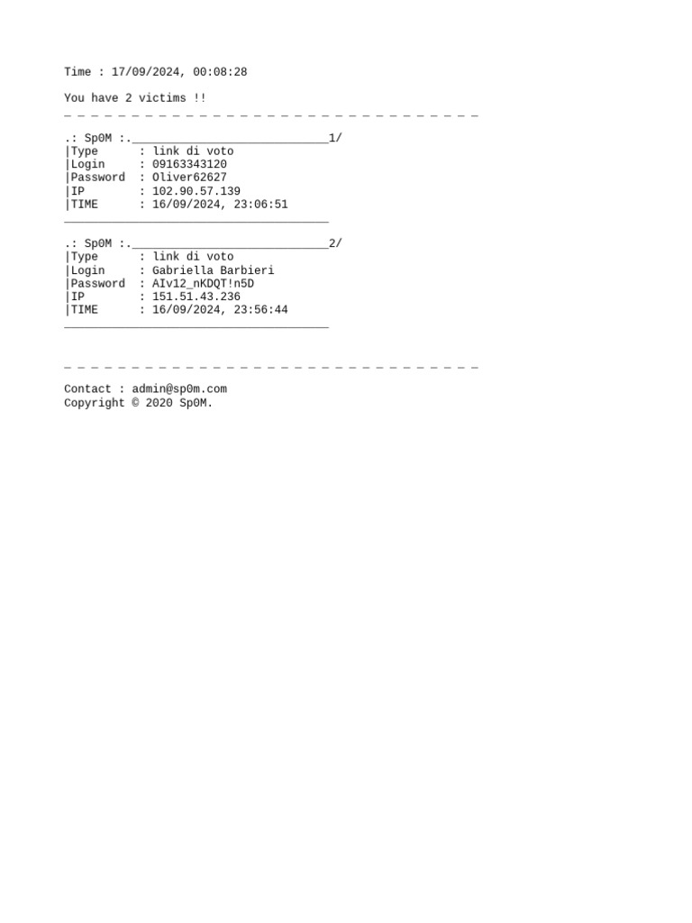 Sp0m Victims (2024_9_16) | PDF