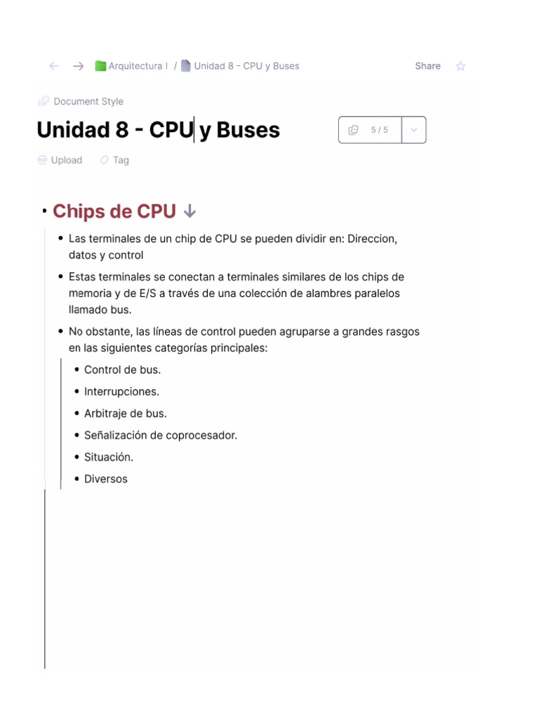 Unidad 8 - CPU y Buses | PDF