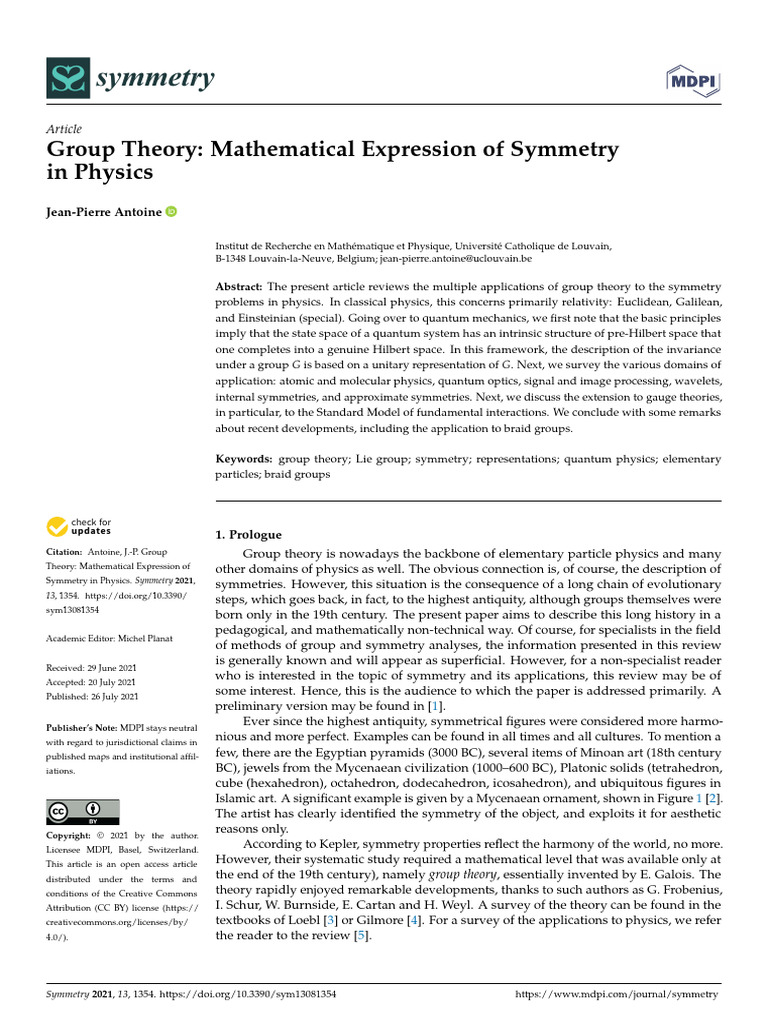 Group Theory and Symmetry in Physics | PDF | Standard Model | Group ...