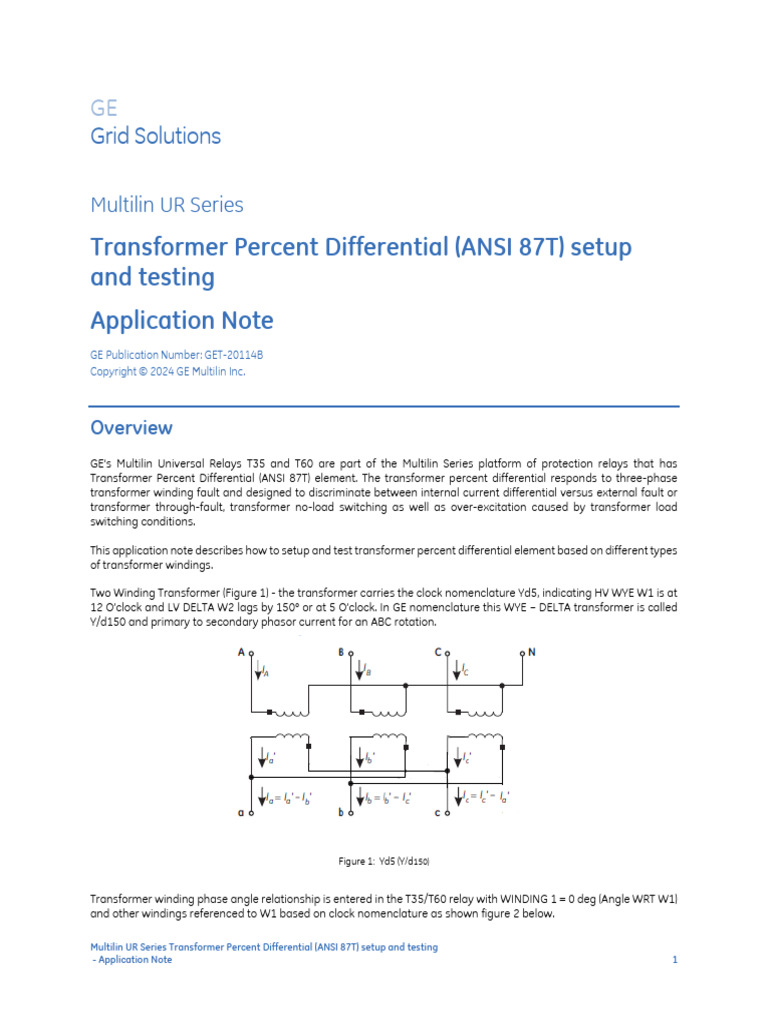 T35T60 Transformer Percent Differential Testing GET20114 | PDF ...