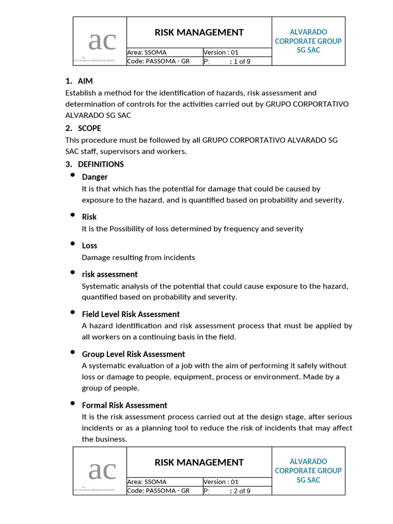 Risk Management Procedure | PDF | Risk | Risk Assessment