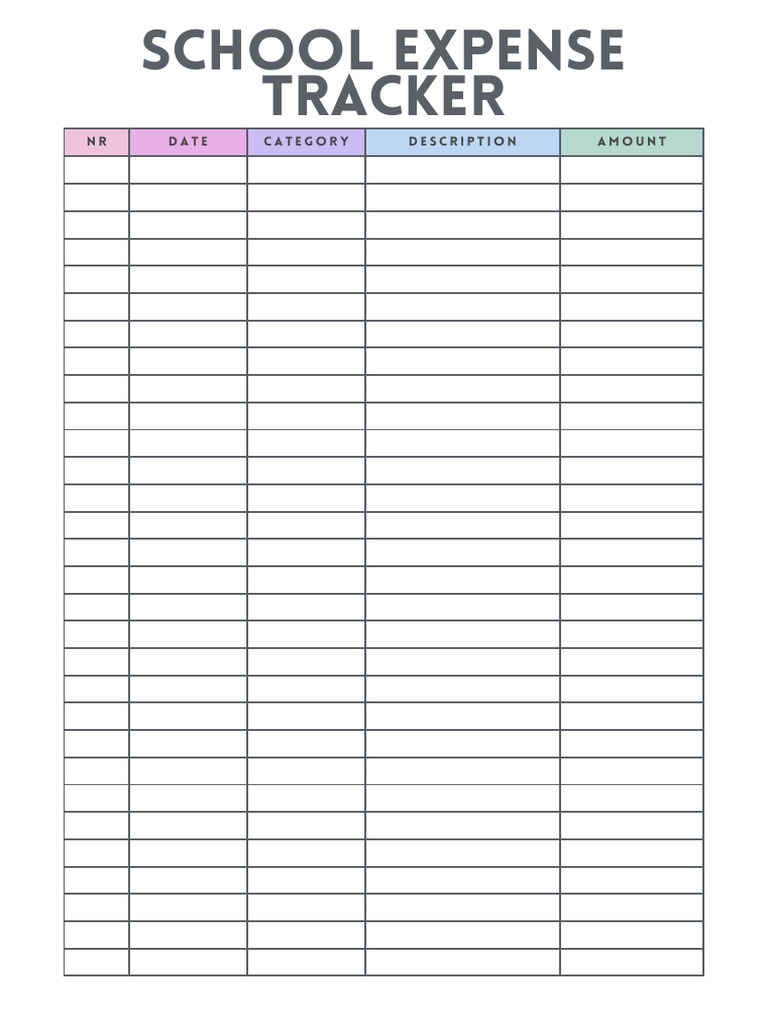Colorful Clean Rainbow Spending Expense Tracker Finance Planner | PDF