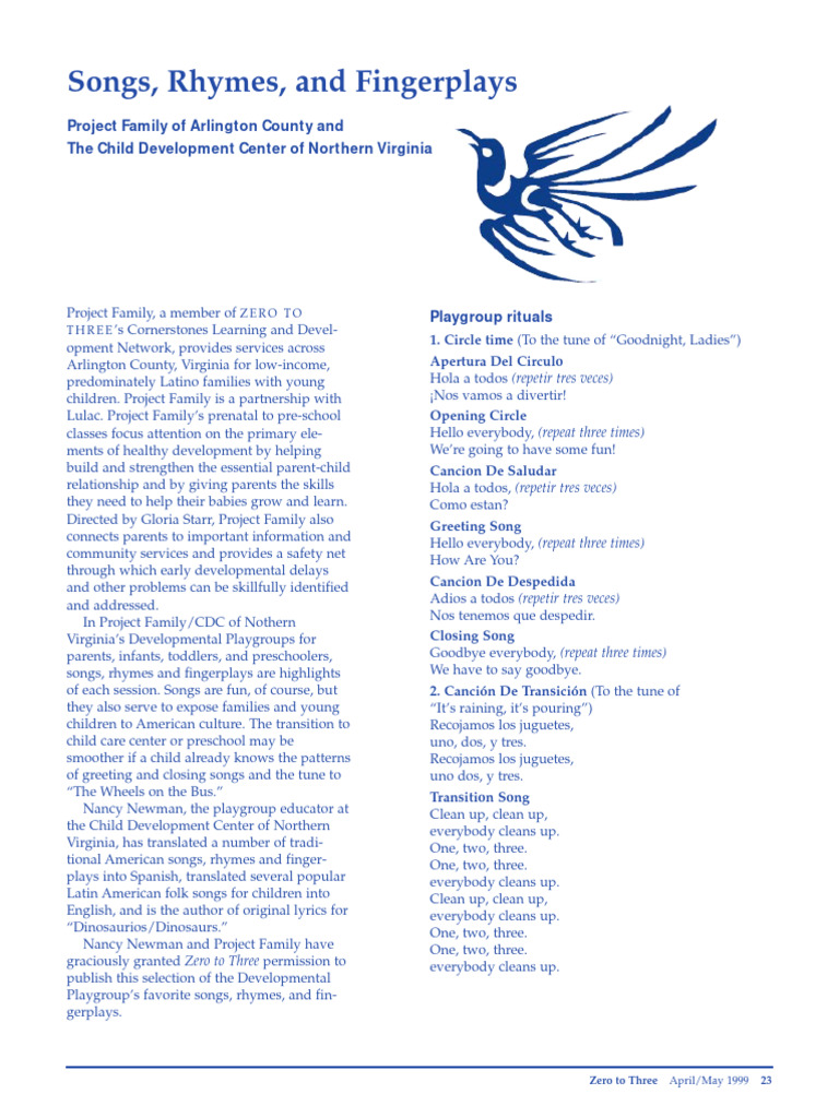 Canciones y Rimas para Niños | PDF