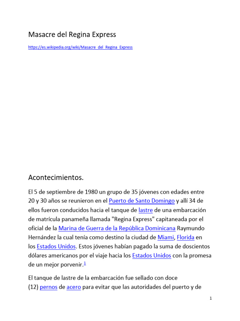 Masacre del Regina Express en 1980 | PDF | República Dominicana