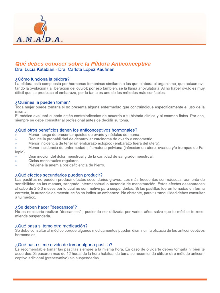 Guía Completa de la Píldora Anticonceptiva | PDF | Píldora ...