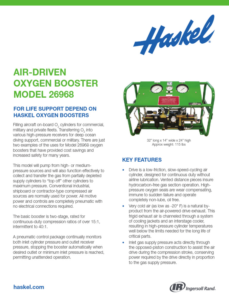 Oxygen Boosters Model 26968 | PDF | Gases | Pneumatics
