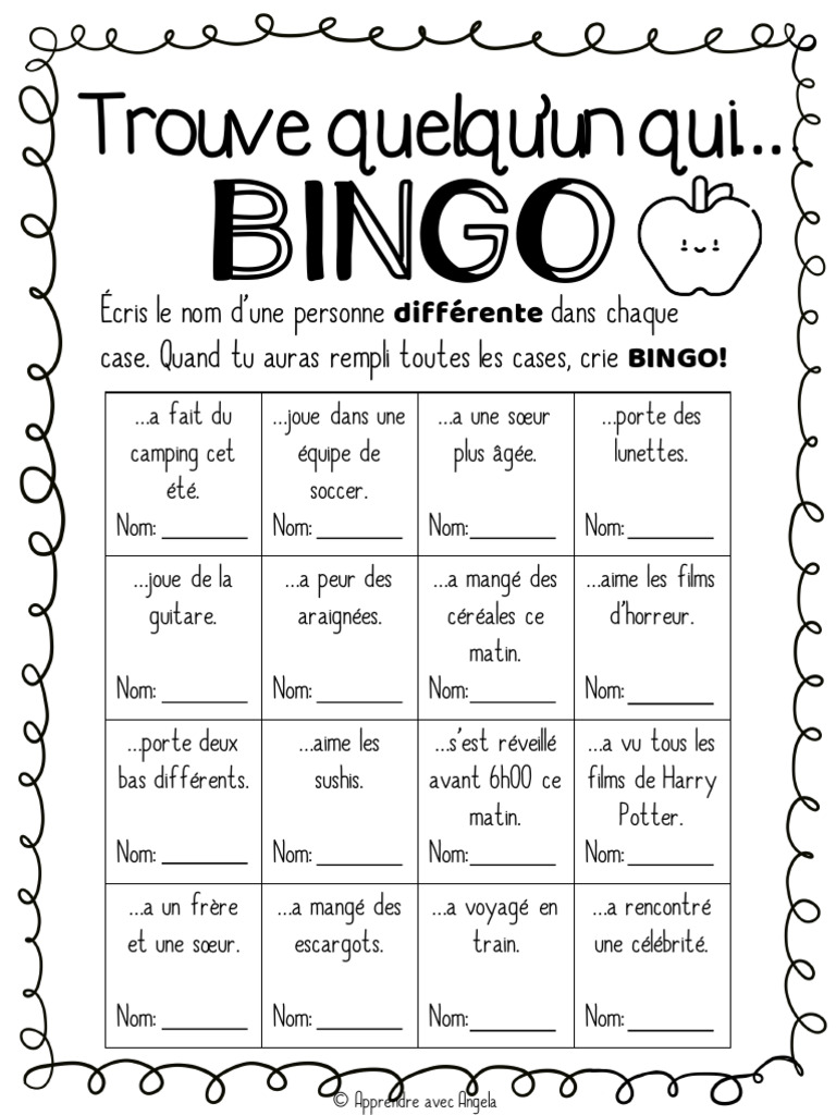 Bingo de la rentrée scolaire | PDF