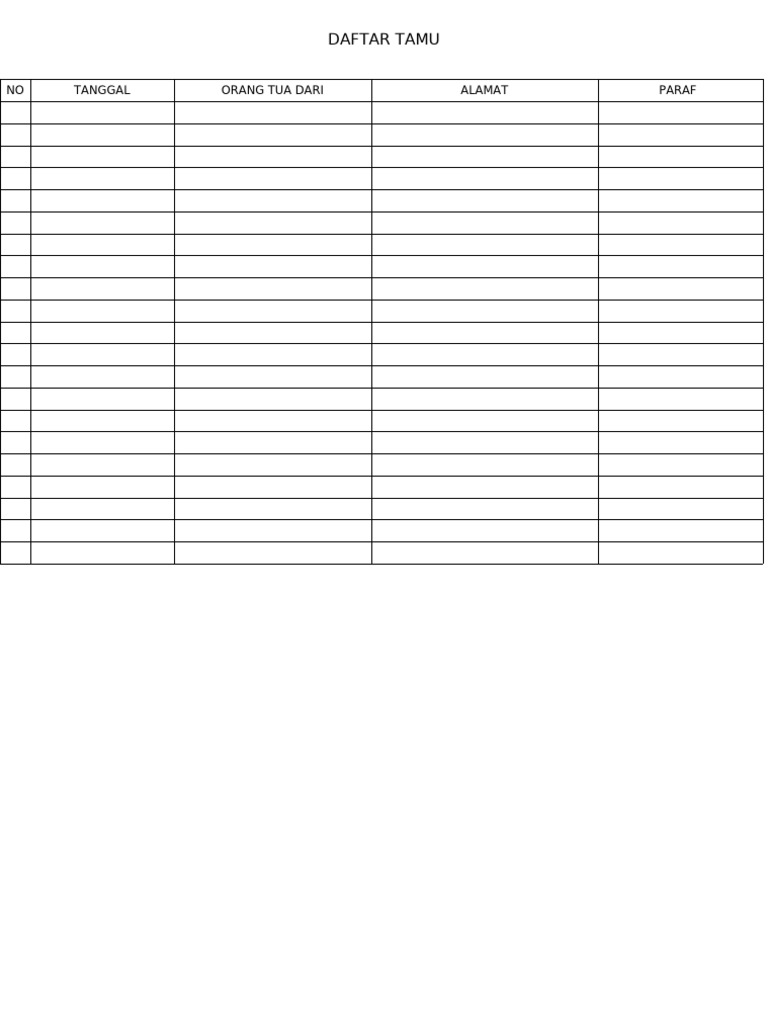 Daftar Penerimaan Tamu | PDF