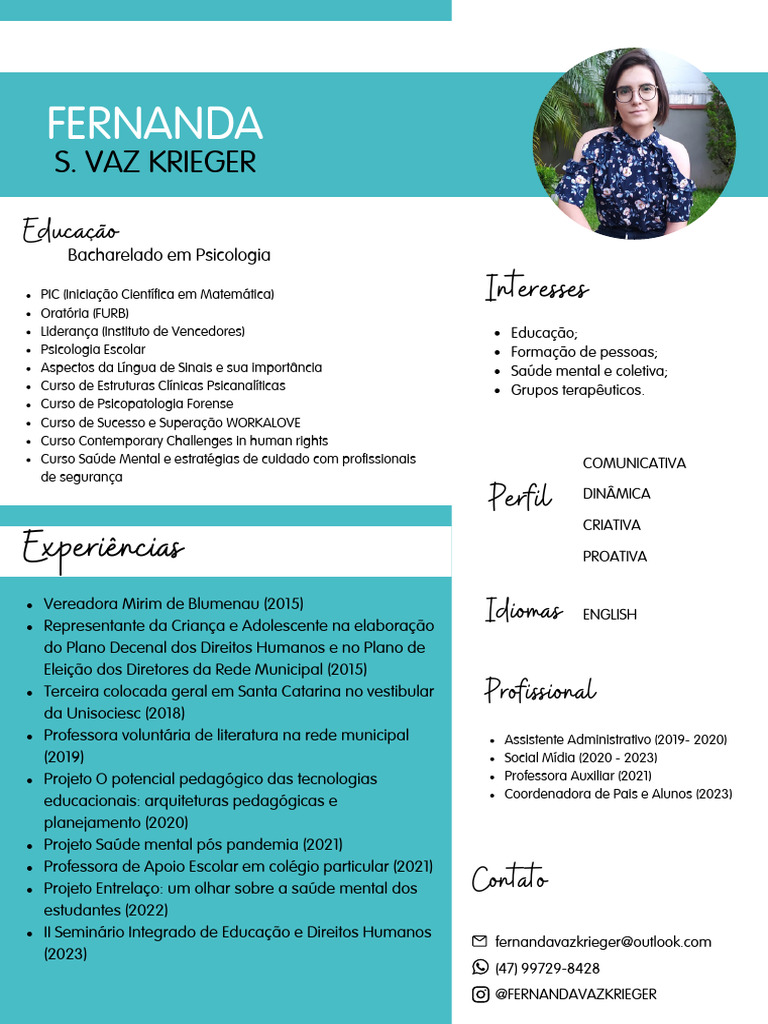 Currículo Fernanda - 20240214 - 123351 - 0000 | PDF | Saúde mental | Pedagogia