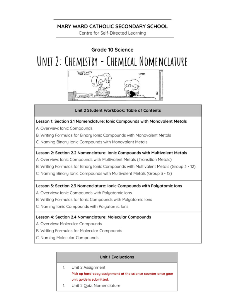Chemical Nomenclature Workbook | PDF | Chemical Compounds | Molecules
