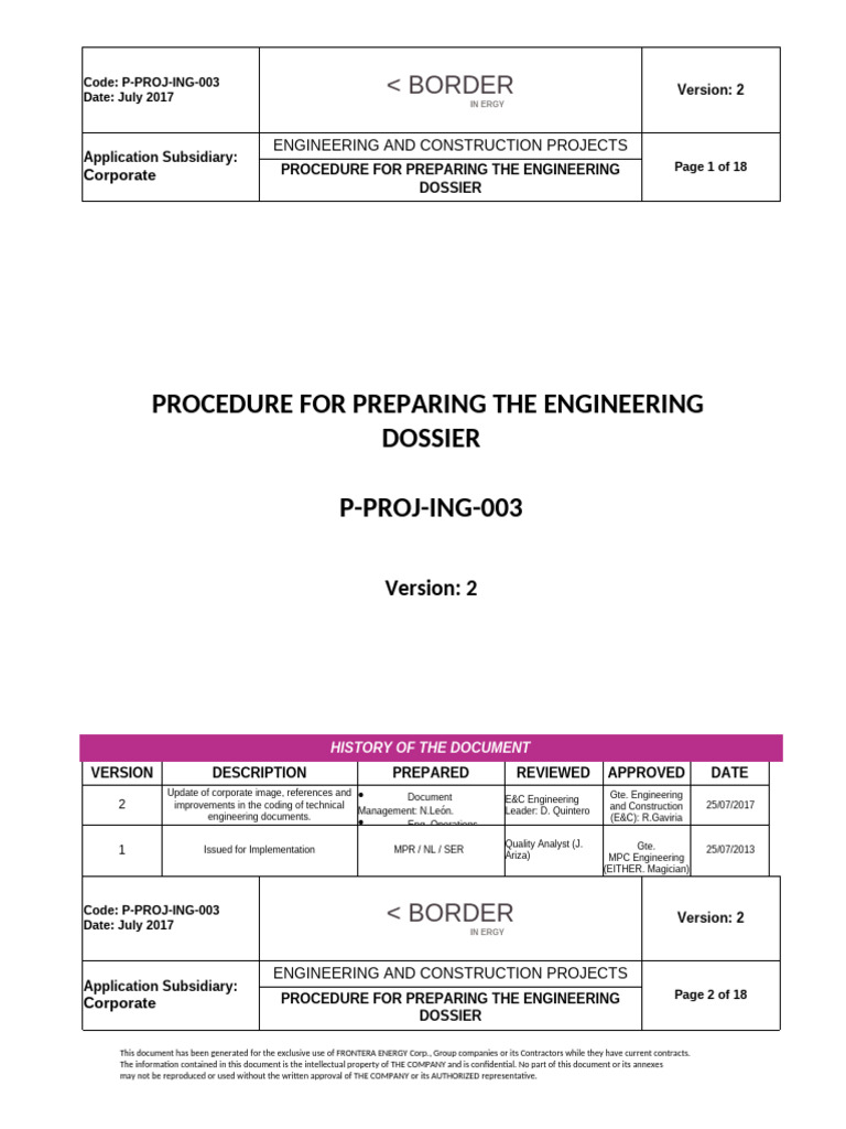 Engineering Dossier Preparation Guide | PDF
