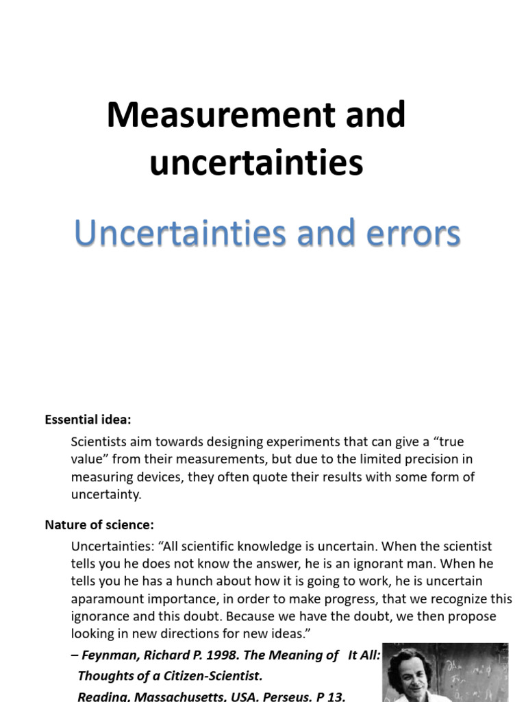 Uncertainties and Errors | PDF | Observational Error | Accuracy And Precision