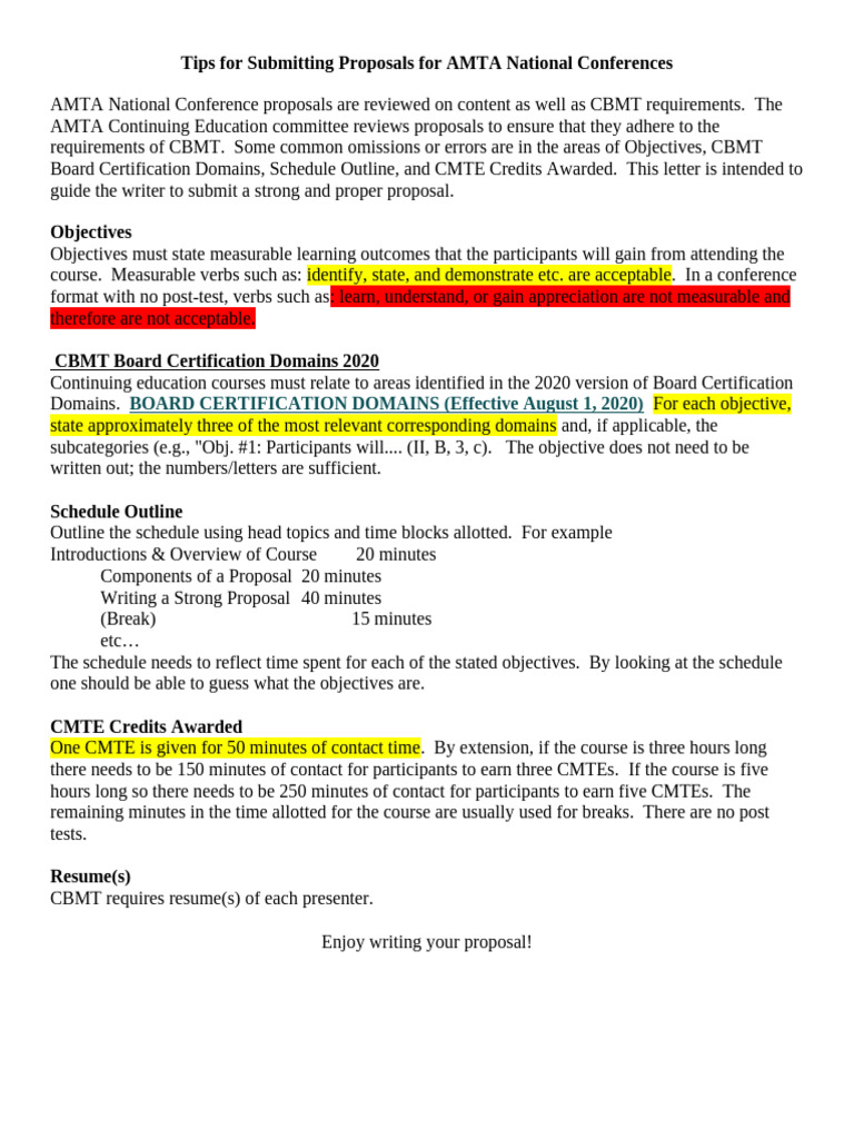AMTA Proposal Submission Guidelines | PDF