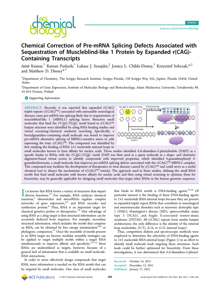 2012 Correction of Pre-mRNA Splicing Defects Kumar Et Al | PDF | Rna ...