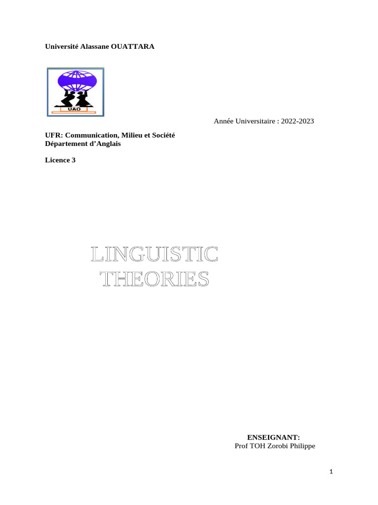Linguistic Theories | PDF | Linguistics | Semantics