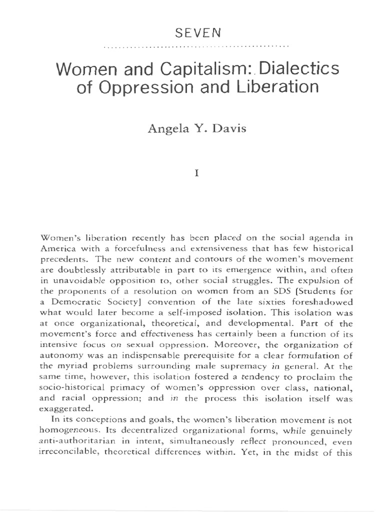 Angela Davis - Women and Capitalism Dialectics of Oppression and ...