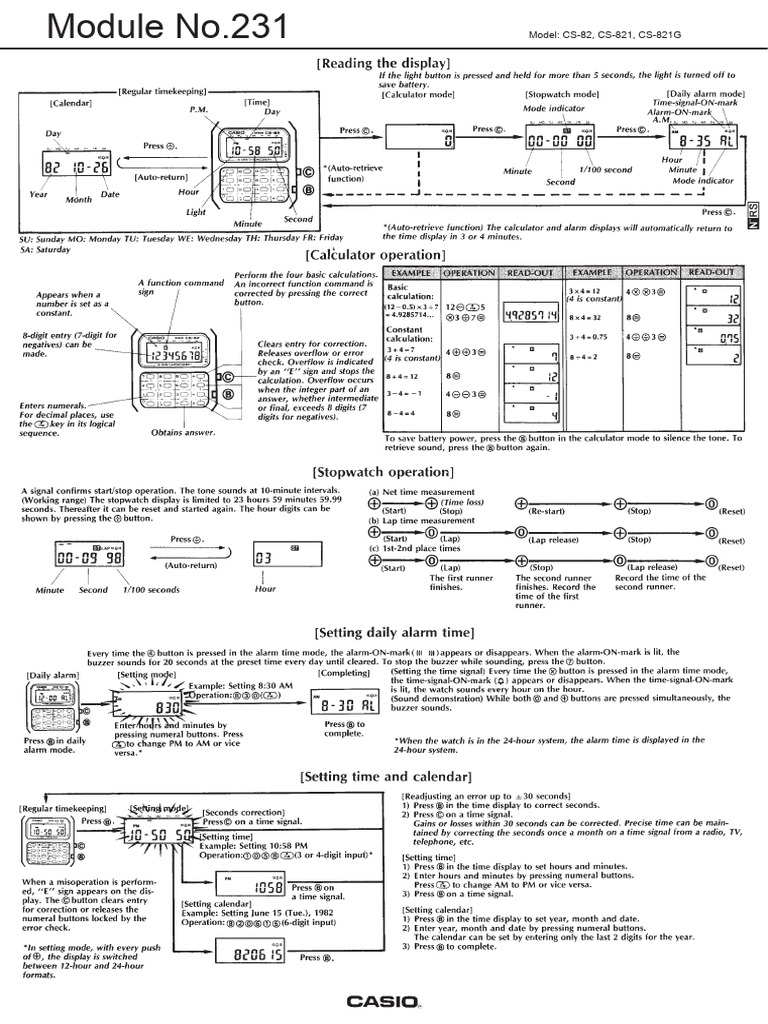 Watch Casio CS-821 | PDF