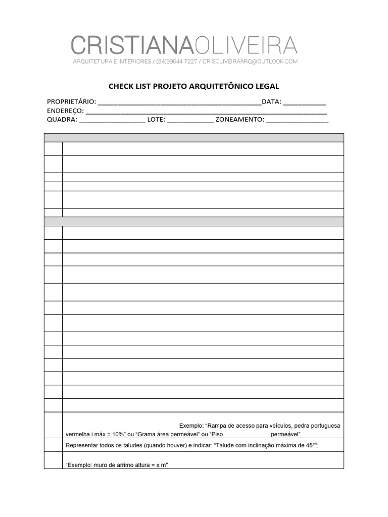 Check List Projeto Arquitetônico Completo | PDF