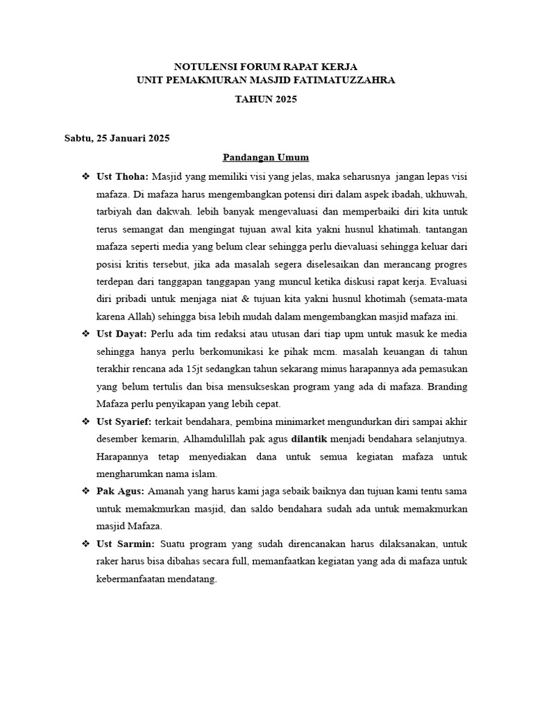 Notulensi Rapat Kerja 2025 | PDF