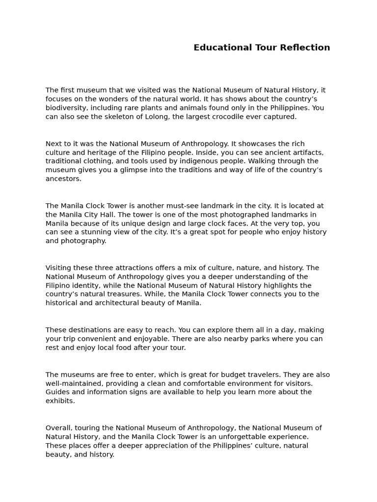 Educational Tour Reflection | PDF