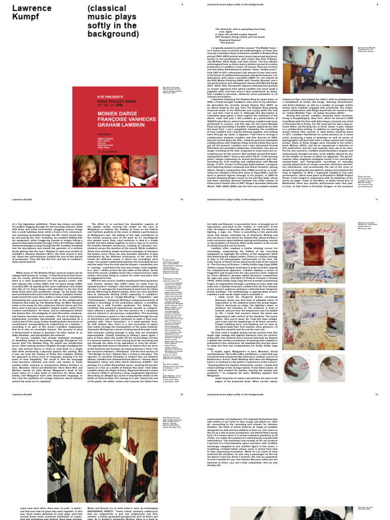 Graham Lambkin Solos Book | PDF