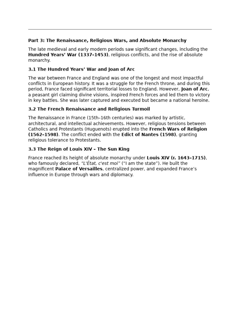 European Conflicts and Monarchies | PDF