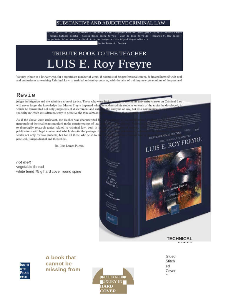 Tribute to Luis E. Roy Freyre: Criminal Law | PDF | Justice | Crime ...