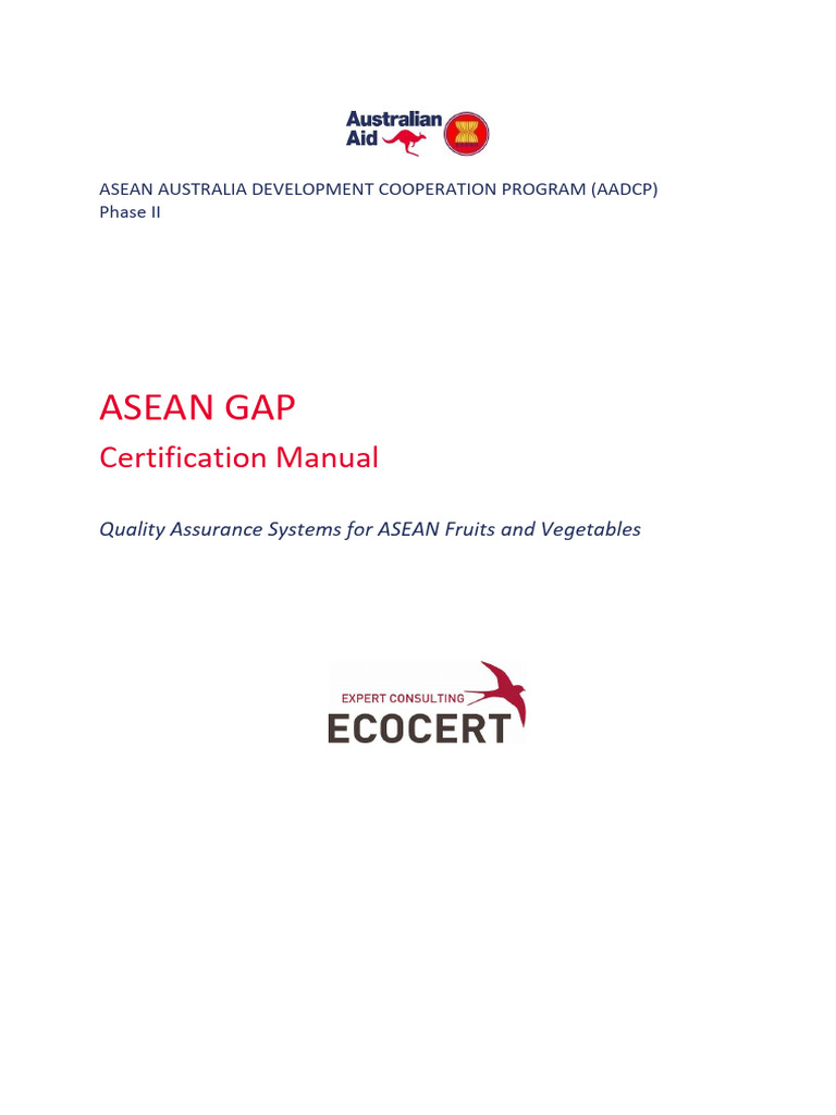 ASEAN GAP Certification Manual | PDF | Audit | Regulatory Compliance