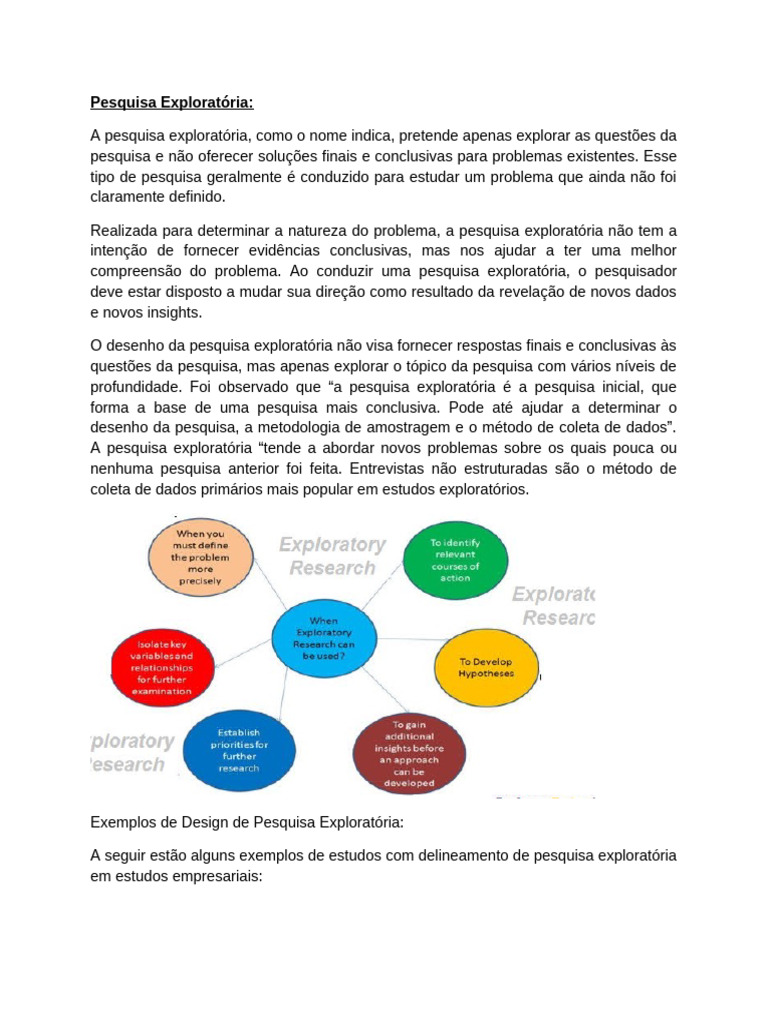 Pesquisa Exploratória | PDF | Grupo focal | Experimento