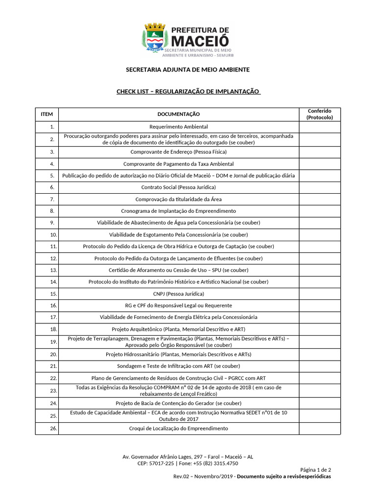 Check List de Regularização Ambiental | PDF