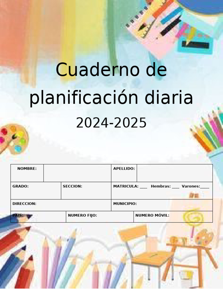 Cuaderno de Planificacion Diaria | PDF | Evaluación | Conceptos ...