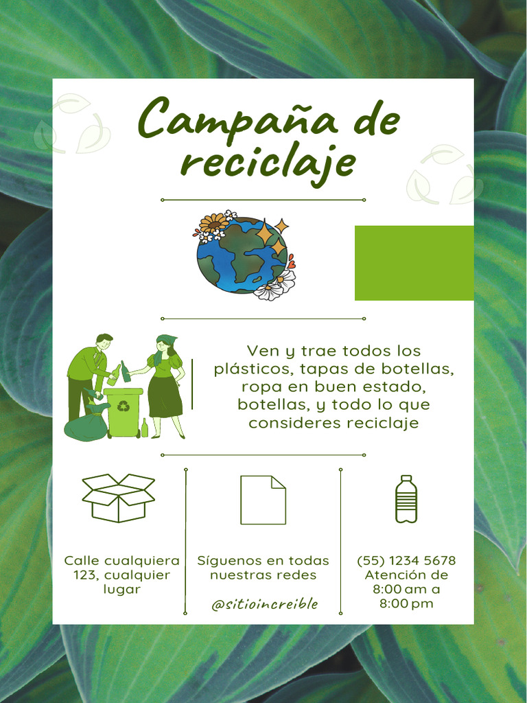 Flyer Campaña de Reciclaje Ilustrado Verde | PDF