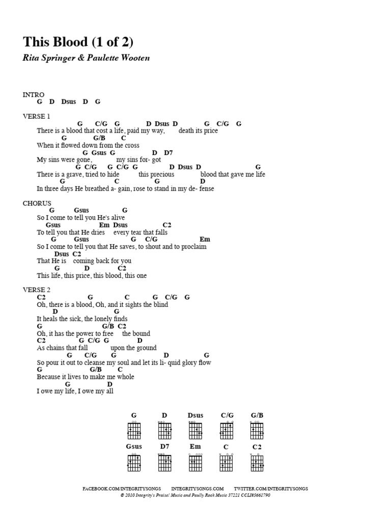 This Blood - Lyrics and Chords | PDF | Songs